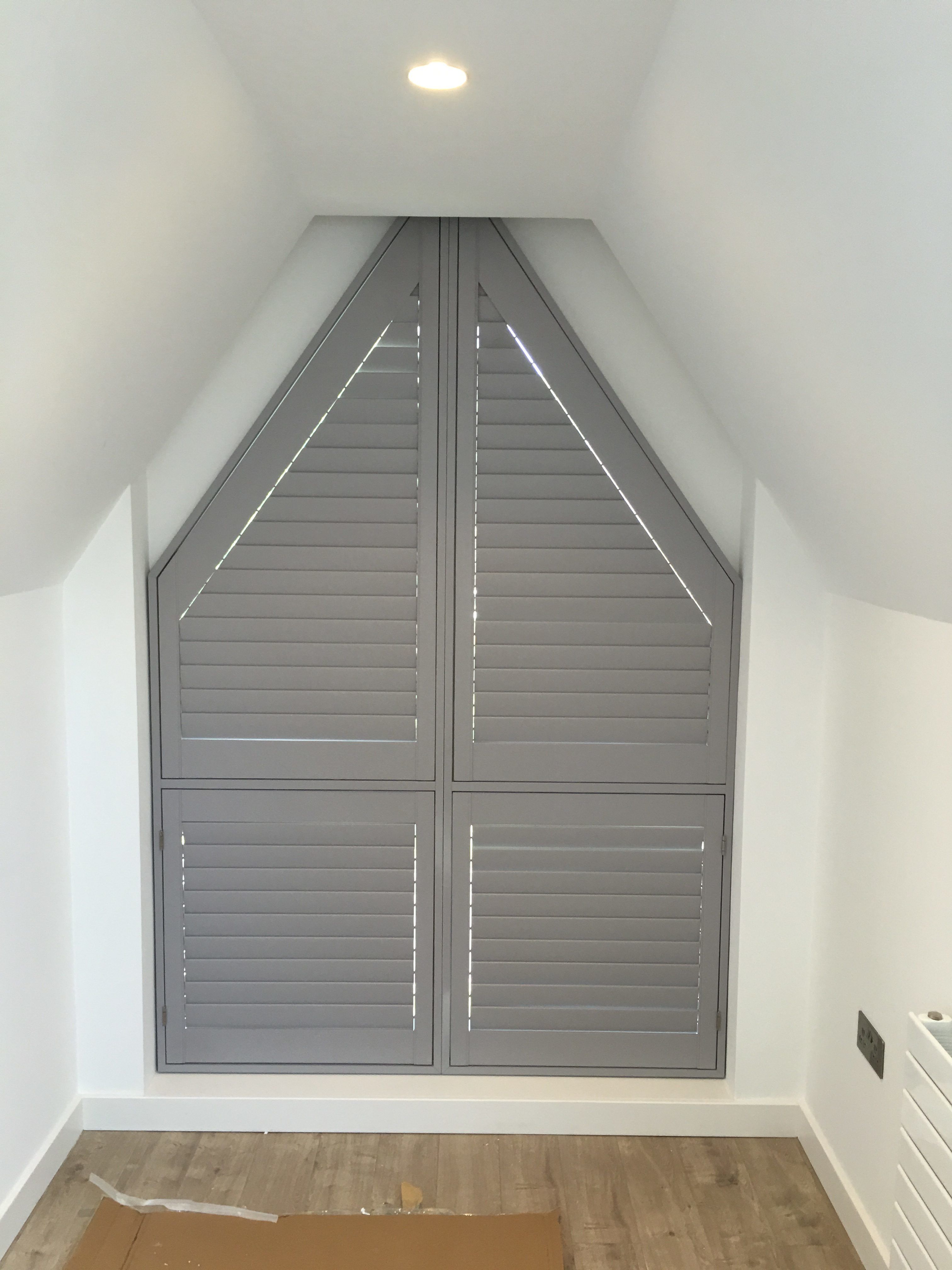 Grey apex window shutters Wilmslow - Absolute Plantation Shutters